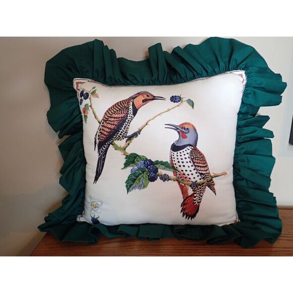 Unknown | Accents | Vintage Bird Pillow Green 2d Raised Decorative ...